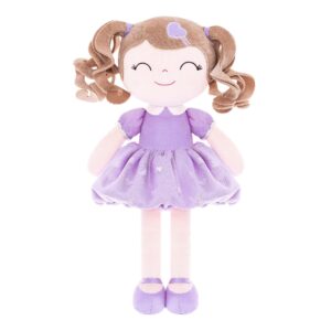 gloveleya baby doll gifts plush curly girl toys with love 16" purple light skin