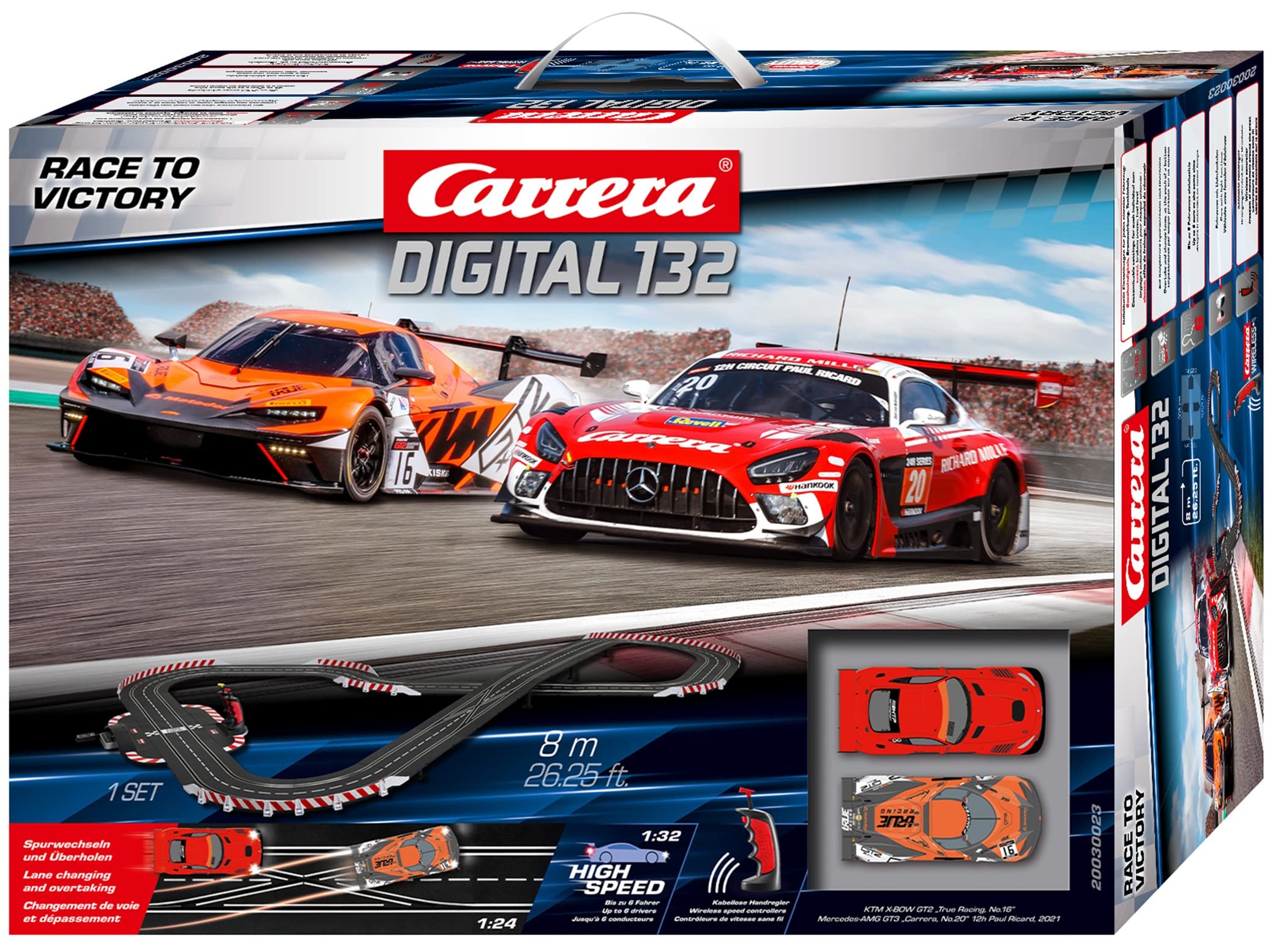 Carrera Digital Electric Slot Car Racing Track Set Includes Two Cars & Two Dual-Speed, D132 Race to Victory