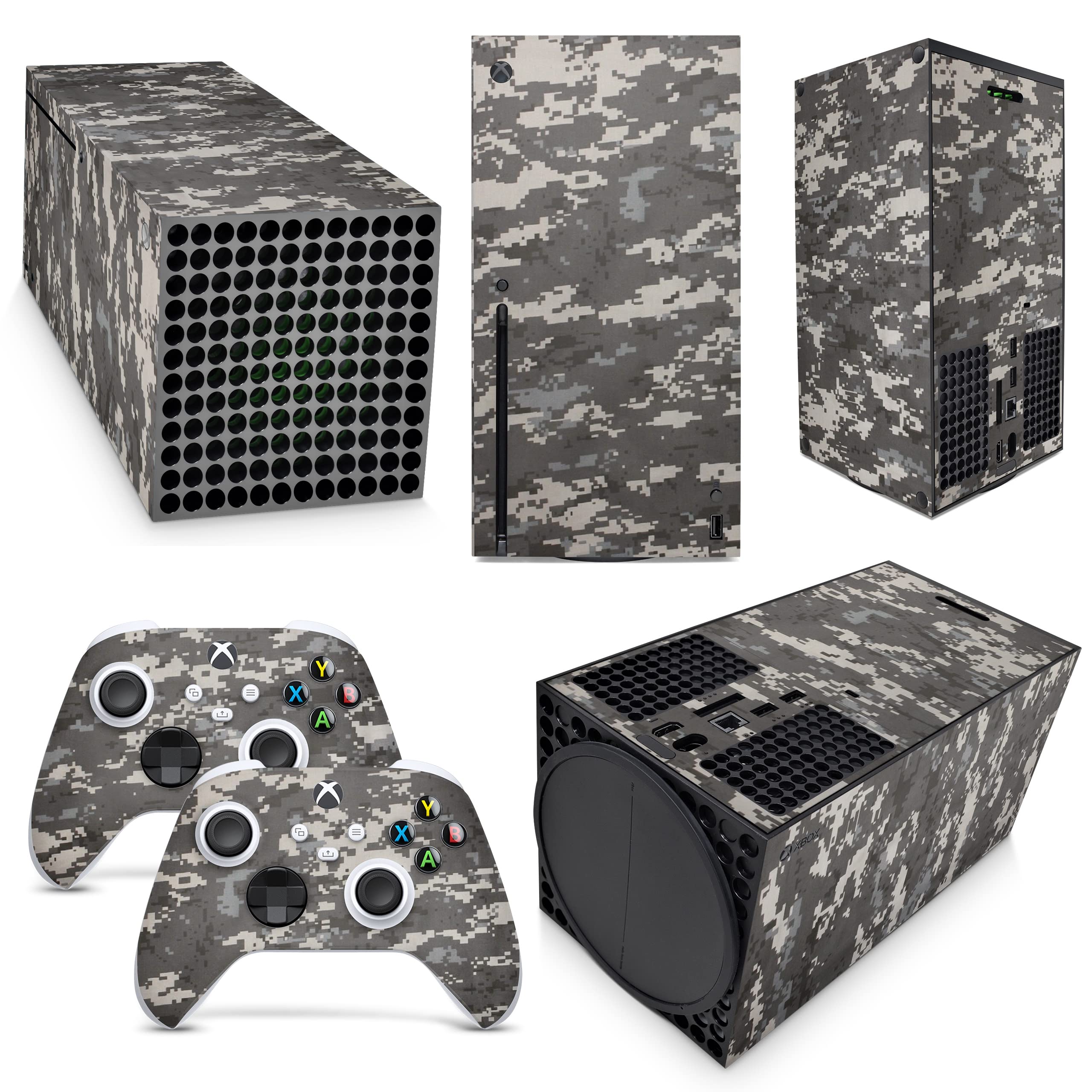 GNG Digital Camouflage Skins Compatible with Xbox Series X Console Decal Vinal Sticker + 2 Controller Set