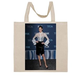 fc carino tricia helfer - a nice graphic cotton canvas tote bag fca #fcag1276408