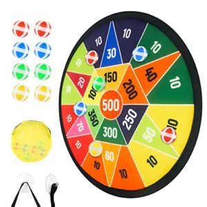 bellochiddo 14" dart board for kids, dart game for 3 4 5 6 7 8 9 10 years old boys & girls with 8 sticky balls, kids toys, indoor outdoor party games toys, birthday for toddlers