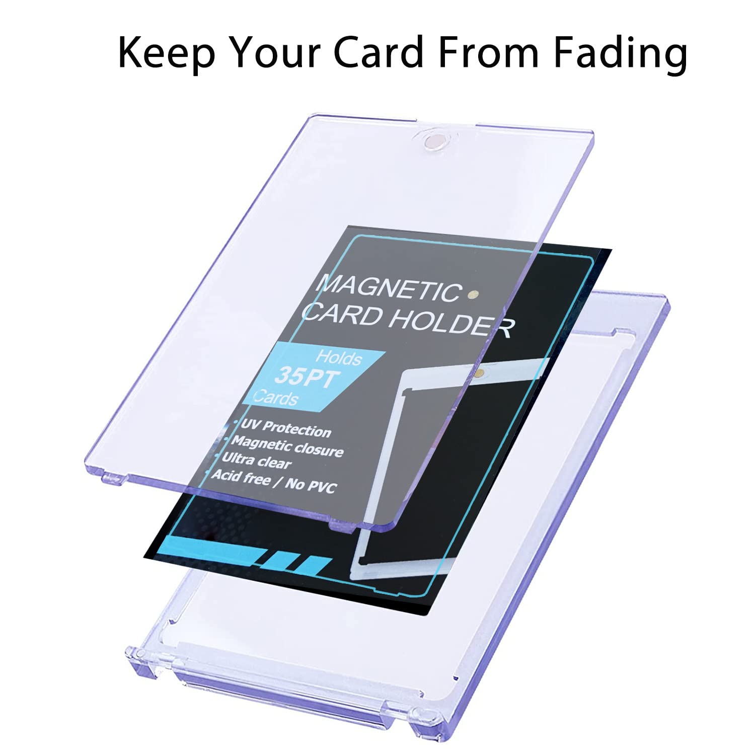 25 ct Magnetic Card Holder 35pt, Card case Holder for Trading Cards，Card Protectors Hard Plastic, Card Sleeves Display case for Baseball Card Sports Cards