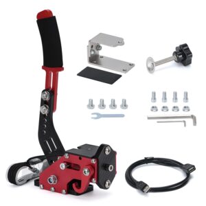 64-bit pc usb handbrake for sim auto racing games g25/ g27/g29 t500 steel & aluminum rally adjustable for pc windows ps red with clamp