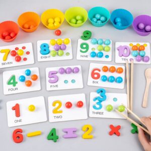 3PCS Wooden Tweezer Tongs Wooden Peg Board Beads Game Clips Counting Matching Game Beads for Montessori Sorting Toys