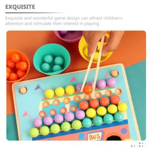 3PCS Wooden Tweezer Tongs Wooden Peg Board Beads Game Clips Counting Matching Game Beads for Montessori Sorting Toys