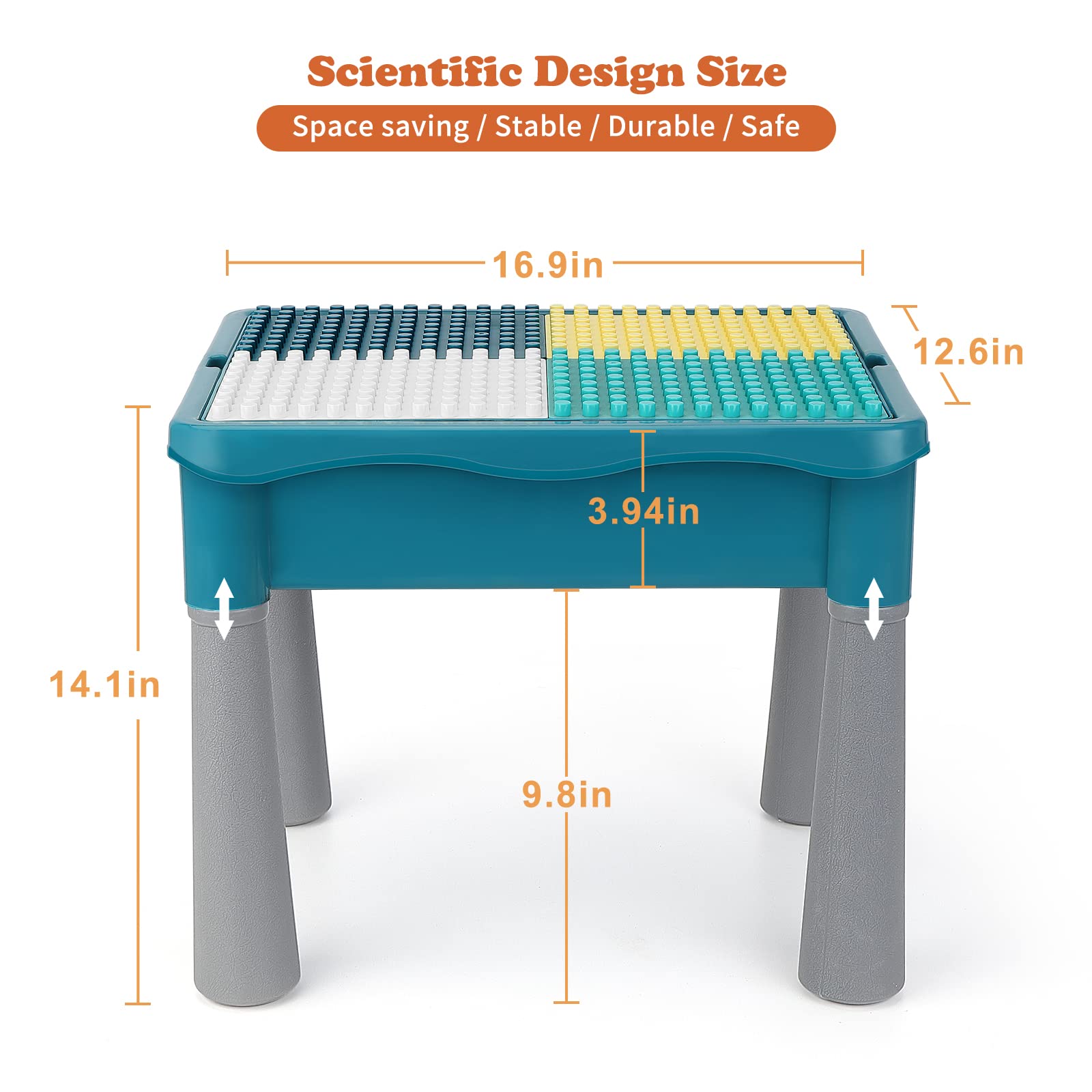 Double-Sided Kids Activity Table with Storage, 105pcs Marble Run Building Blocks Table, 5-in-1 Multi Activity Play Sand Water Eating Table for Kids Toddler Boys Girls Ages 1 2 3 Year Old