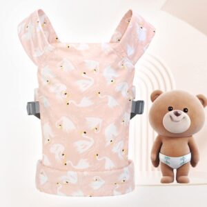 XADP Doll Carrier Backpack Front and Back Carrier Filled Animal Carriers for Little Girls, Doll Accessories，Pink Swan