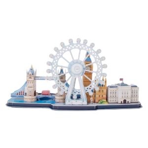 Revell London Skyline 3D Puzzles for Adults and Kids Ages 10 Years and up Arts Crafts Building - Tower Bridge, Big Ben, London Eye, Buckingham Palace - 107 Pieces