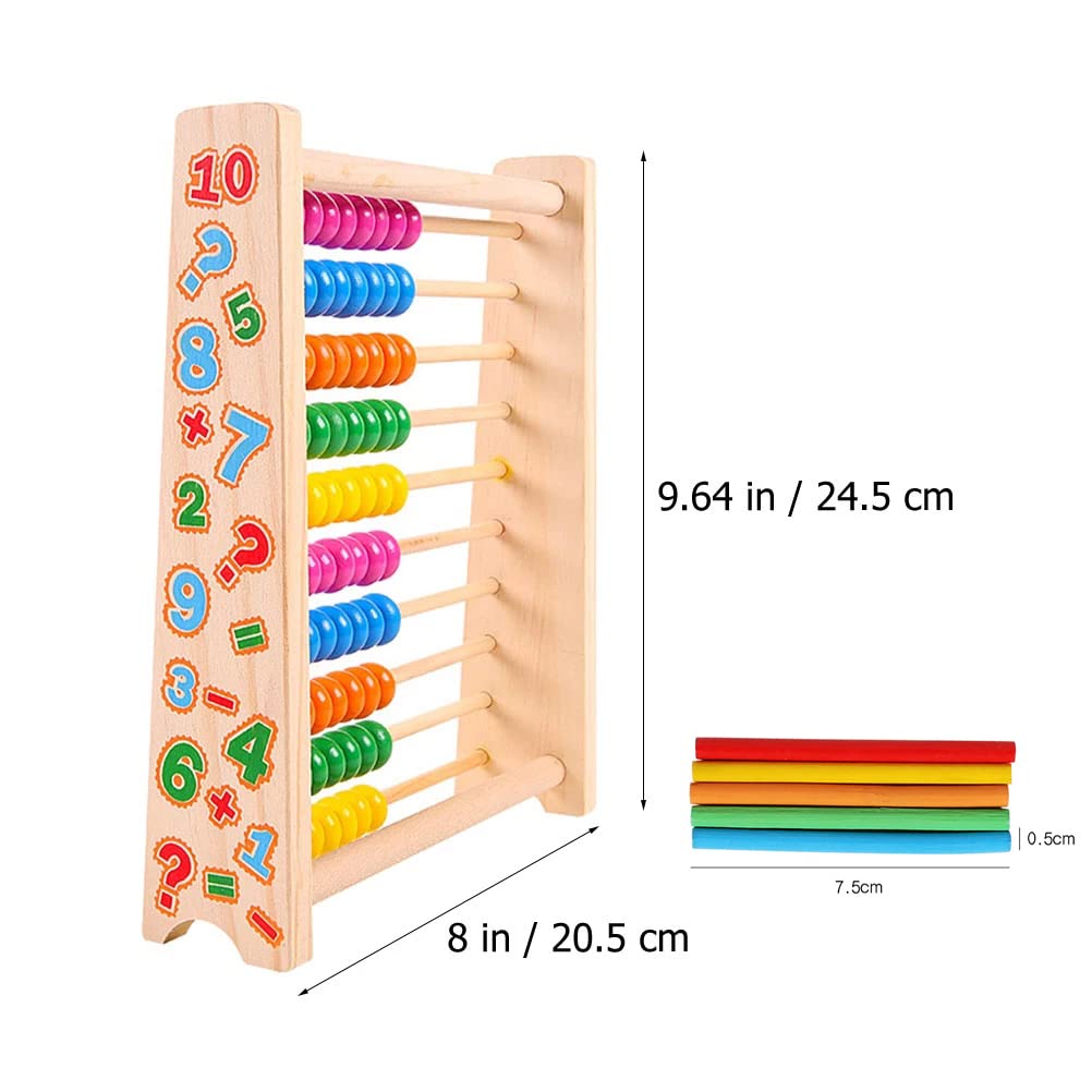 Tvoip Wooden Abacus for Kids Math with 100 Beads and 100 Counting Sticks Educational Math Games Preschool Learning Toys Learning Number Abacus for Toddler, Mathematics Toy Beads Game