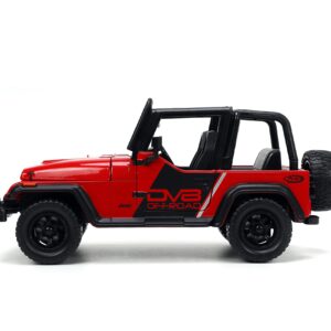 Jada Toys Just Trucks 1:24 1992 Jeep Wrangler Die-cast Car Red/Black with Tire Rack, Toys for Kids and Adults