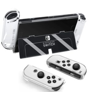 clear case for nintendo switch oled, 3 in 1 dockable protective case for switch oled and joy-con controller shock-absorption and anti-scratch design (clear)