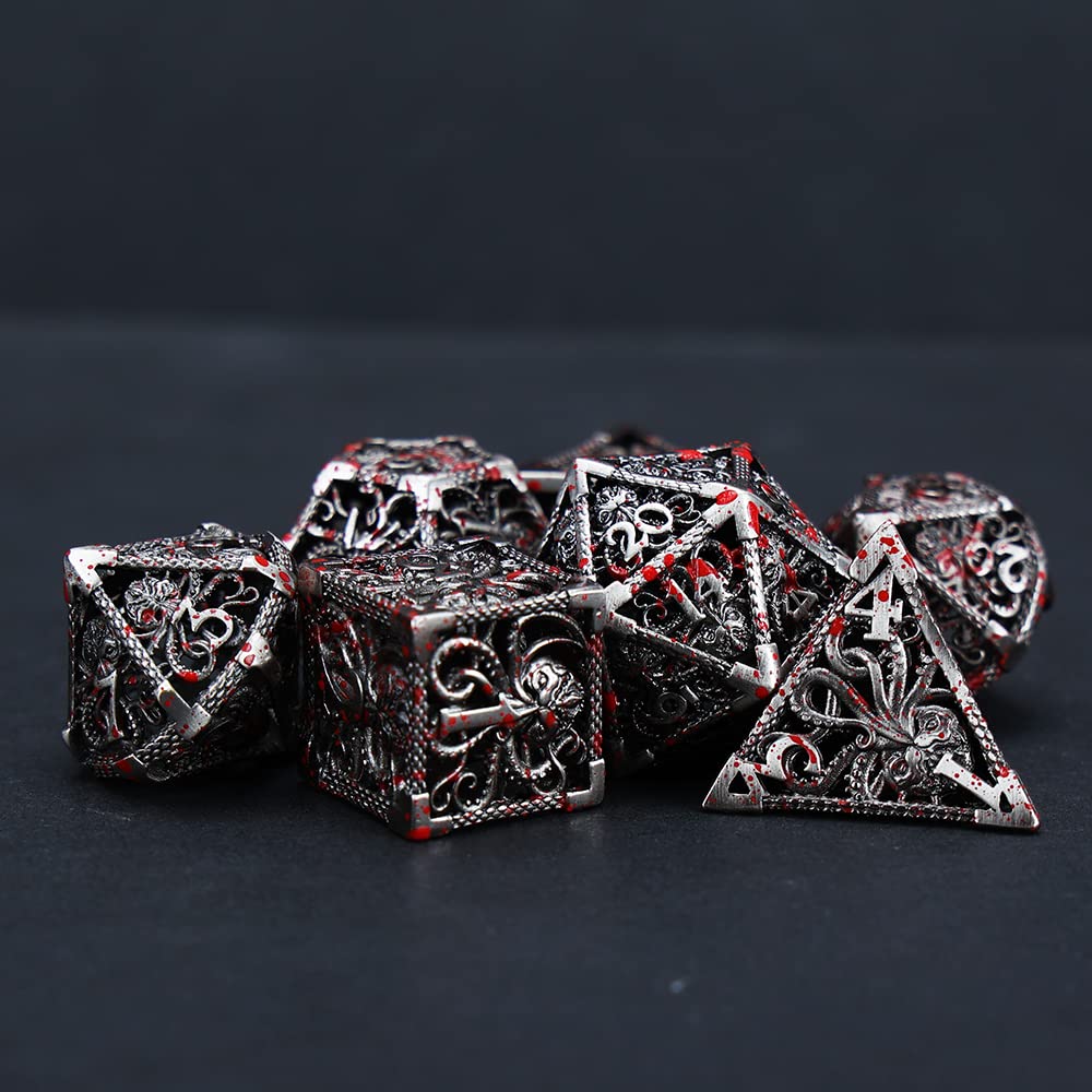 Cthulhu Metal Dice DND Set Role-Playing dice D&D 7 Pure Copper Hollow polyhedral dice Suitable for Dungeons and Dragon RPG Explorers Savage World and Table Games