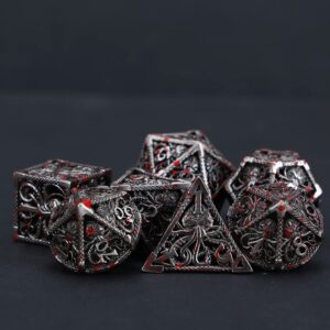 Cthulhu Metal Dice DND Set Role-Playing dice D&D 7 Pure Copper Hollow polyhedral dice Suitable for Dungeons and Dragon RPG Explorers Savage World and Table Games