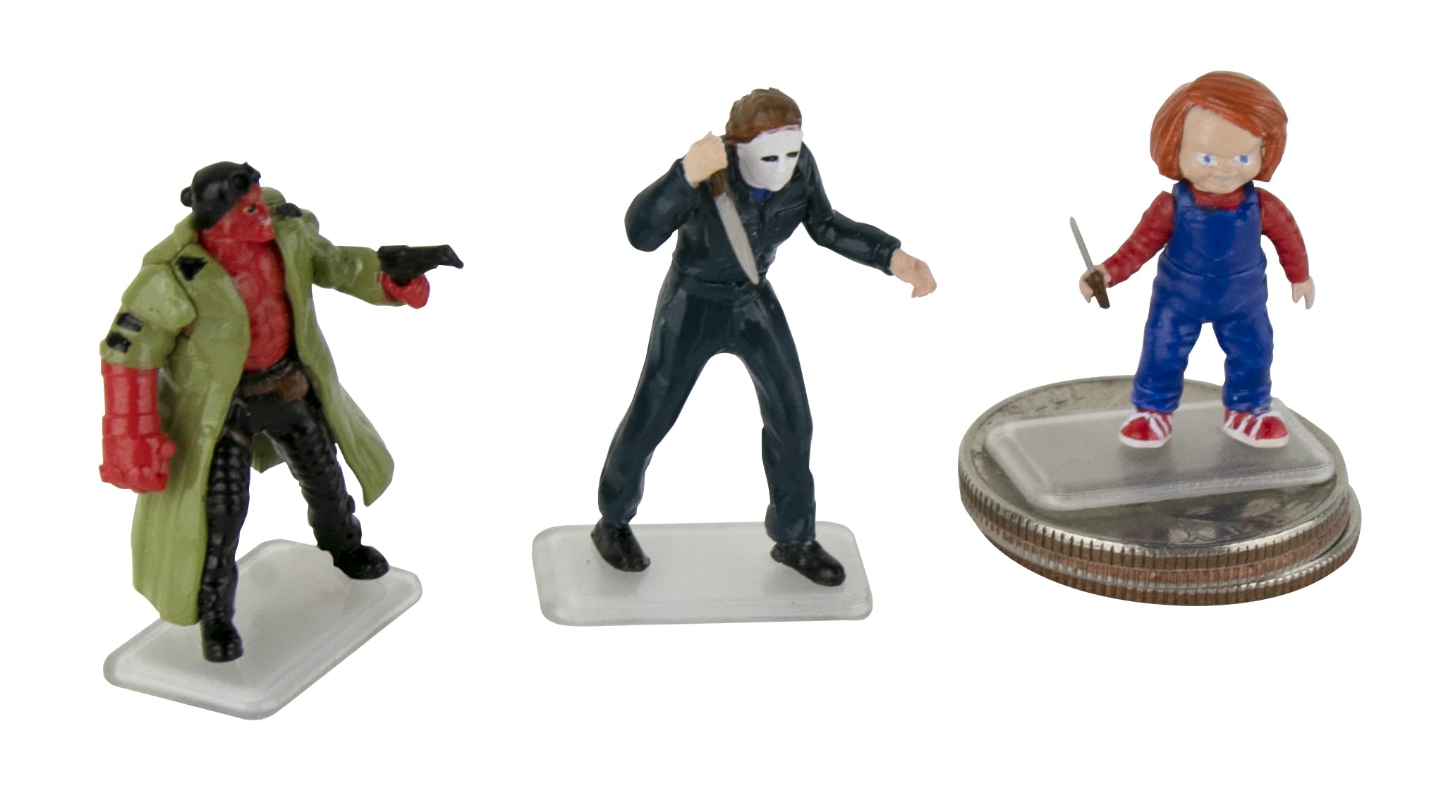 Worlds Smallest Universal Studios Horror Micro Action Figures 3-Pack (Chucky, Michael Myers, and Hellboy)