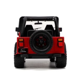 Jada Toys Just Trucks 1:24 1992 Jeep Wrangler Die-cast Car Red/Black with Tire Rack, Toys for Kids and Adults