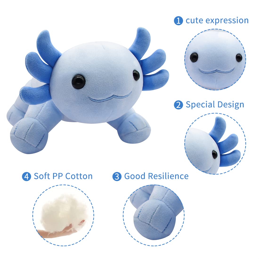 CHUDATOM 10.5'' Axolotl Plush Toy - Soft, Cute, Kawaii Stuffed Animal Pillow Doll for Kids' Birthdays & Home Decoration