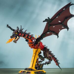 Givenni Fire Dragon Building Set with Display Stand - Smaug 1359 PCS Construction Building Bricks Model for Teen and Adults（New 2024）