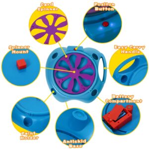 Spin Art Machine Variable Speed, Battery Operated Spinner - Paint Spinner with Splatter Guard, Washable Paint, Spin Art Kit, Art Design Card, Stem Toys, Kid Arts and Crafts, Girls Boys