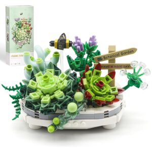 high godo succulent bonsai plant sets, mini bricks flower botanical building kit creative for kids adults 8+, room or home decor (389 pieces) - no compatible classic bricks