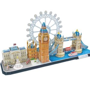 Revell London Skyline 3D Puzzles for Adults and Kids Ages 10 Years and up Arts Crafts Building - Tower Bridge, Big Ben, London Eye, Buckingham Palace - 107 Pieces