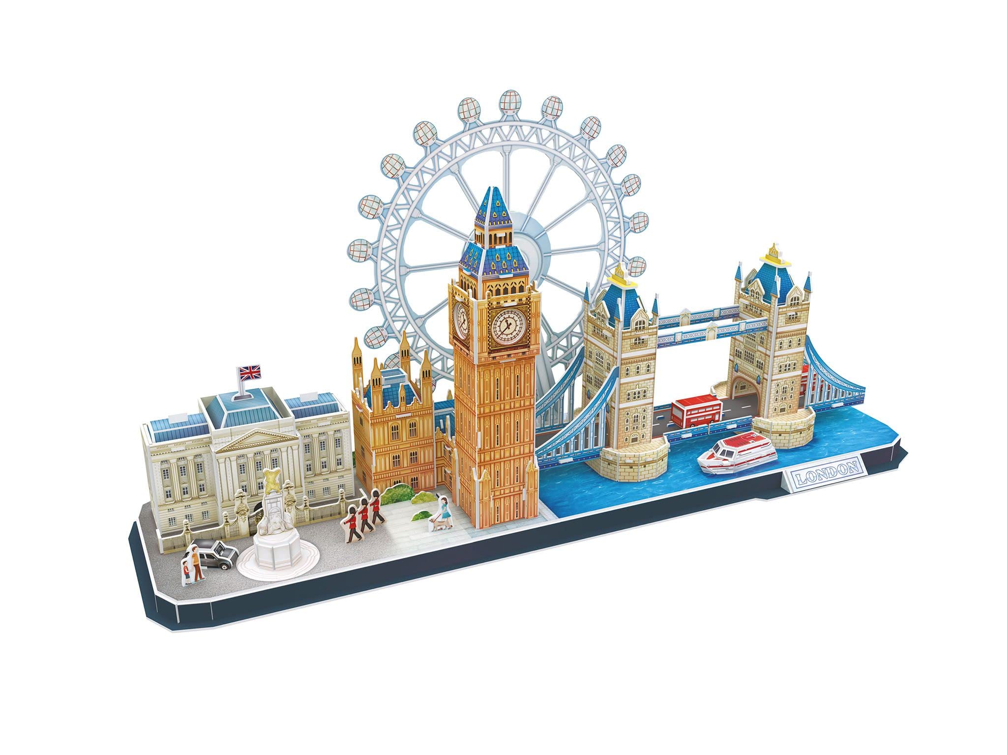 Revell London Skyline 3D Puzzles for Adults and Kids Ages 10 Years and up Arts Crafts Building - Tower Bridge, Big Ben, London Eye, Buckingham Palace - 107 Pieces