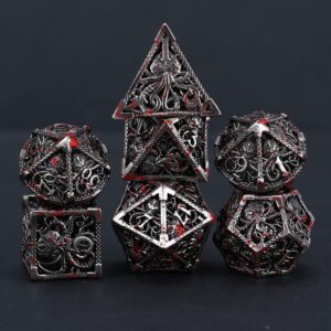 Cthulhu Metal Dice DND Set Role-Playing dice D&D 7 Pure Copper Hollow polyhedral dice Suitable for Dungeons and Dragon RPG Explorers Savage World and Table Games