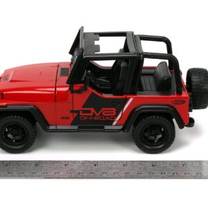 Jada Toys Just Trucks 1:24 1992 Jeep Wrangler Die-cast Car Red/Black with Tire Rack, Toys for Kids and Adults