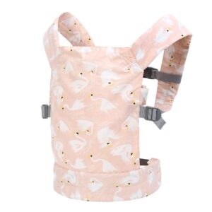 xadp doll carrier backpack front and back carrier filled animal carriers for little girls, doll accessories，pink swan