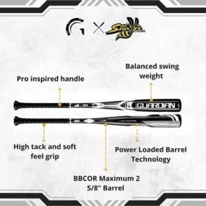 Guardian X Stinger BBCOR Baseball Bat - 3 Drop - 2 5/8" Barrel - Available in 31” to 34” - Drop 3 Baseball Bat for Middle School, High School, or College - 32" - 29 oz - Black/Gray