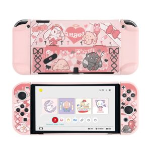 geekshare protective case slim cover case compatible with nintendo switch oled and joy-con - shock-absorption and anti-scratch - gothic bunny