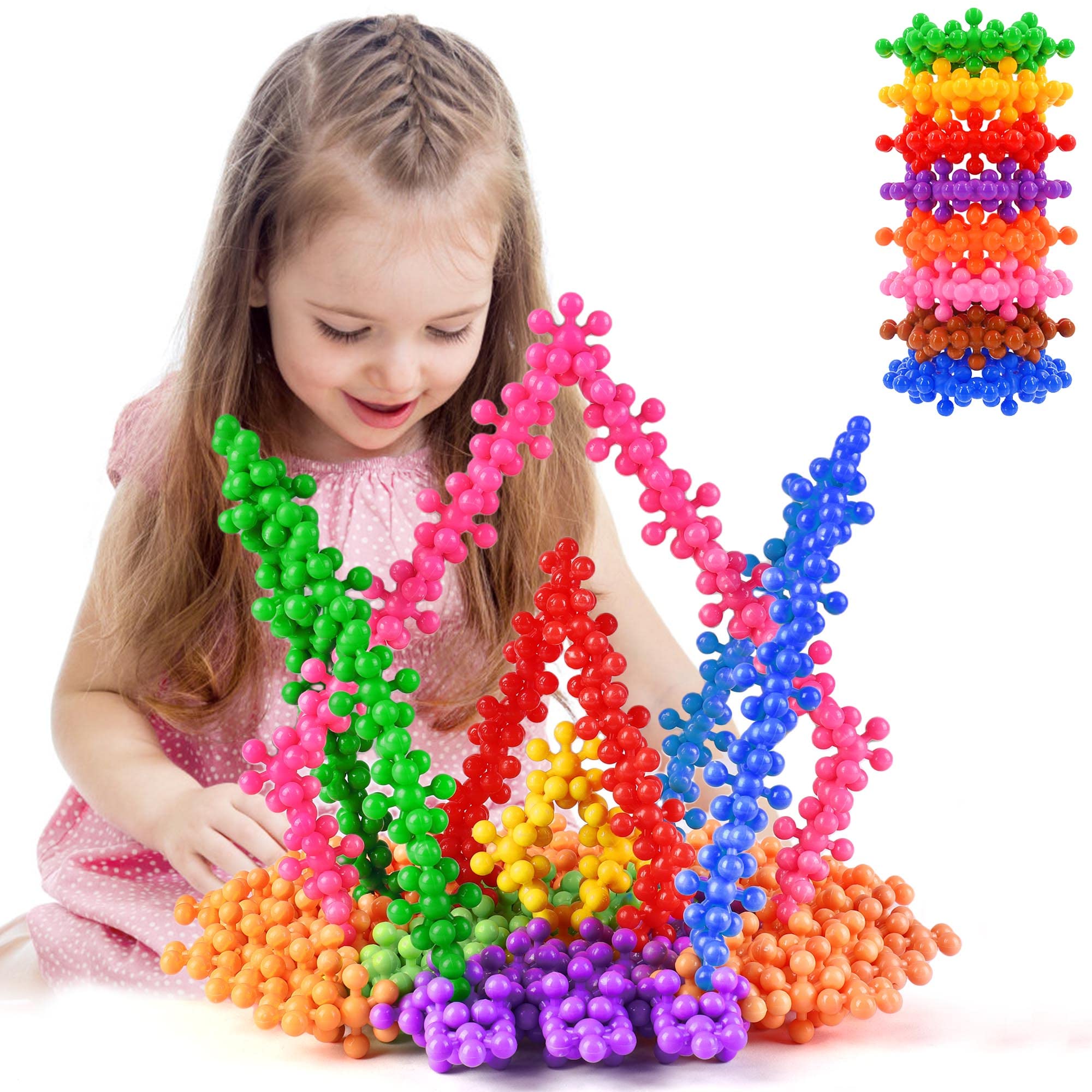 KASHIAOTE 250 Pieces Building Blocks Kids STEM Toys Educational Building Toys Interlocking Solid Plastic Discs Sets for Preschool Kids Boys and Girls Aged 3+, Safe Material Creativity Kids Toys