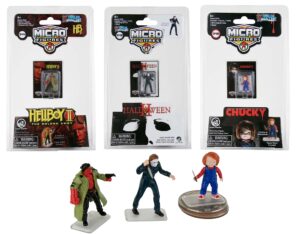 worlds smallest universal studios horror micro action figures 3-pack (chucky, michael myers, and hellboy)