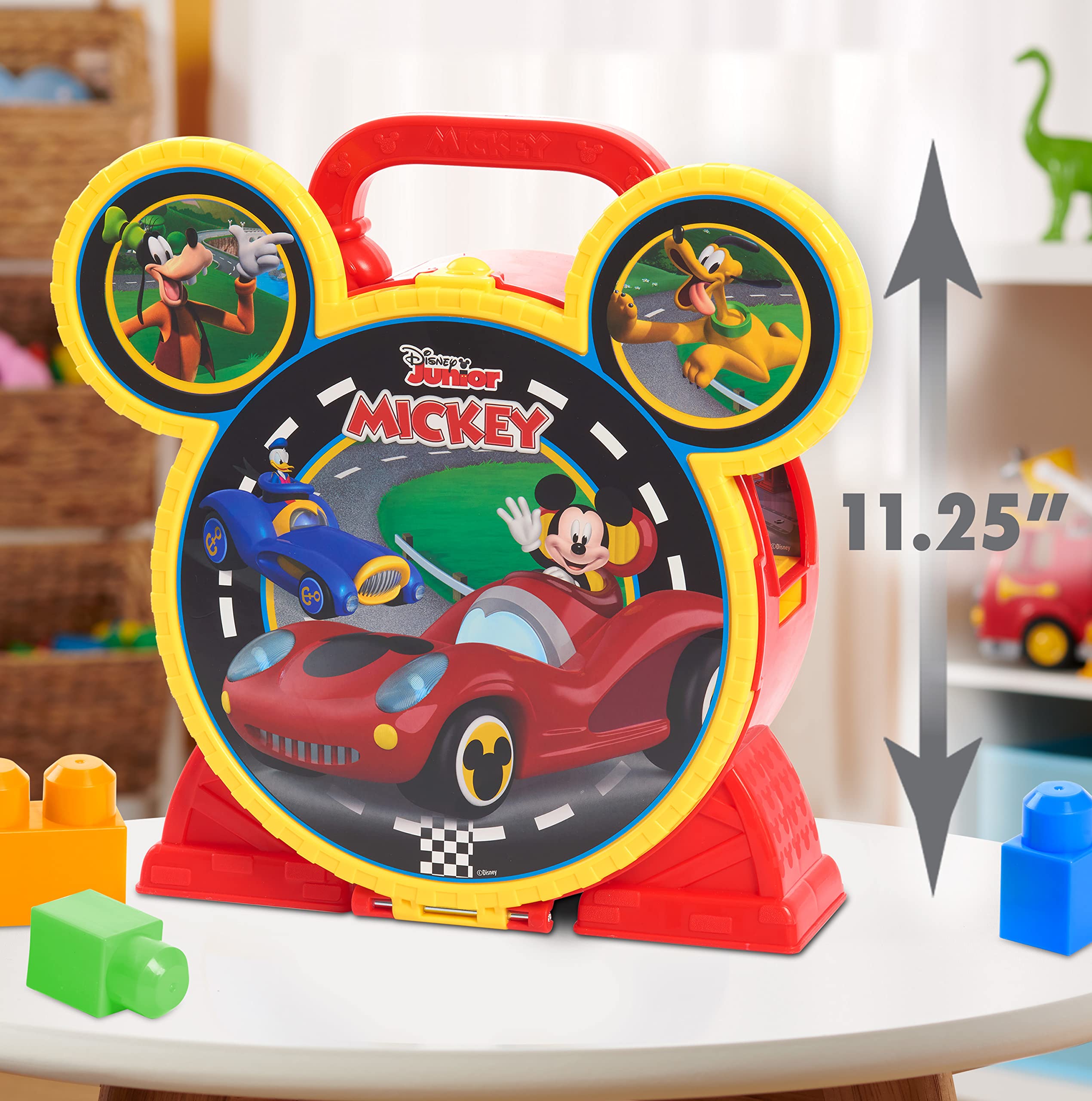 Disney Junior Mickey Mouse Stow ’n Go Garage, Figure and Vehicle Playset, Officially Licensed Kids Toys for Ages 3 Up by Just Play