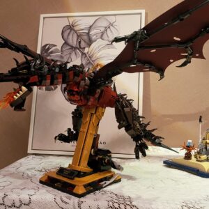 Givenni Fire Dragon Building Set with Display Stand - Smaug 1359 PCS Construction Building Bricks Model for Teen and Adults（New 2024）