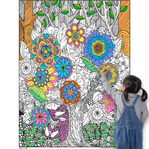 giant coloring poster - the original jumbo coloring poster, oversized coloring sheet for kids & adults, jumbo poster size coloring pages for wall, giant coloring mural 48x63 debbie lynn (tree of life)