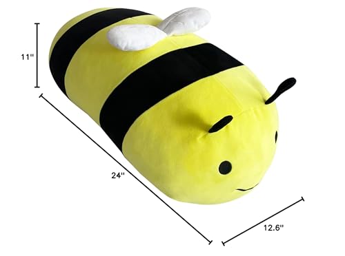 Pineapple Bee Plush Pillow, Giant Stuffed Animal Bee Plushie, Cute Stuffed Bee Plush Toy Birthday Gifts for Girls & Kids (24 inch)