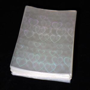 100ct Holographic Card Sleeves Trading Card for MTG&pkm Foil Card Protectors Standard Size Card Penny Sleeves (65x90mm one-Sided Heart)