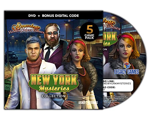 Legacy Games Amazing Hidden Object Games for PC: New York Mysteries (5 Game Pack) - PC DVD with Digital Download Codes