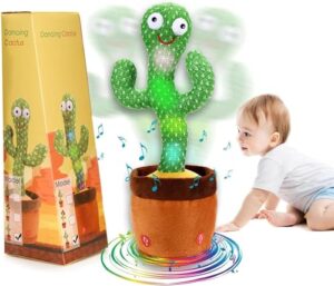 luketure talking cactus baby toys, dancing cactus mimicking toy, singing cactus toy repeat & record what you say with 120 english songs, electronic light up interactive toy for toddler