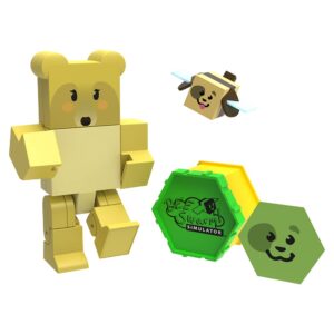 Bee Swarm Simulator – Mother Bear Action Figure Pack w/Mystery Bee & Honeycomb Case (5” Articulated Figure & Bonus Items, Series 1)