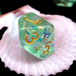 Haxtec Filled Resin DND Dice W/Iridescent Mylar Foil Bundle