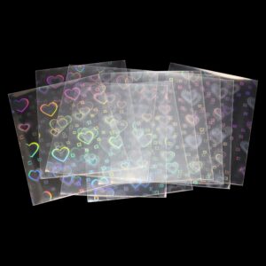 100ct Holographic Card Sleeves Trading Card for MTG&pkm Foil Card Protectors Standard Size Card Penny Sleeves (65x90mm one-Sided Heart)