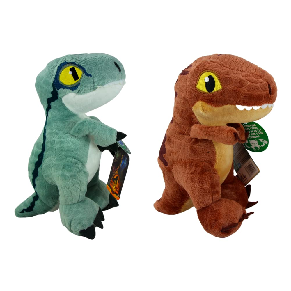 Jurassic World Dominion 20cm 8 Inch Super Soft Gift-Quality Plush - Velociraptor, T-Rex