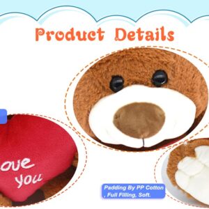 I Love You! 10'' Teddy Bear with Red Heart, Soft Plush Bear Doll Stuffed Animal Toys Valentines Day Decor Gifts for Her/Girlfriend Lover Mom Kids (Light Brown)