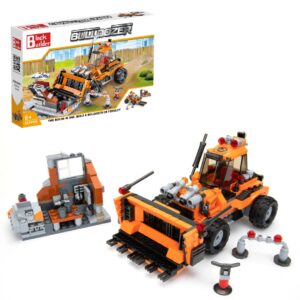 block builder bulldozer block set (521pcs) and construction forklift. two building kits in one set! toy blocks suitable for boys and girls.