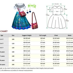 Kaisebile Princess Dress for Girls Birthday Halloween Dress Up with Bag Glasses Earrings 6-7 Years