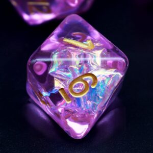 Haxtec Filled Resin DND Dice W/Iridescent Mylar Foil Bundle