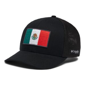 Columbia Unisex PFG Fish Flag Mesh Ball Cap - Low, Black/Black/Mexico Fish Flag, Small/Medium