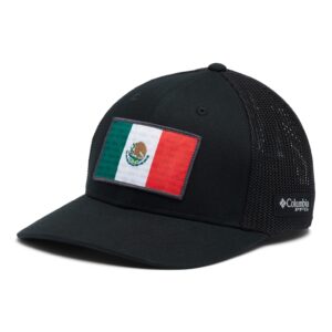 Columbia Unisex PFG Fish Flag Mesh Ball Cap - Low, Black/Black/Mexico Fish Flag, Small/Medium