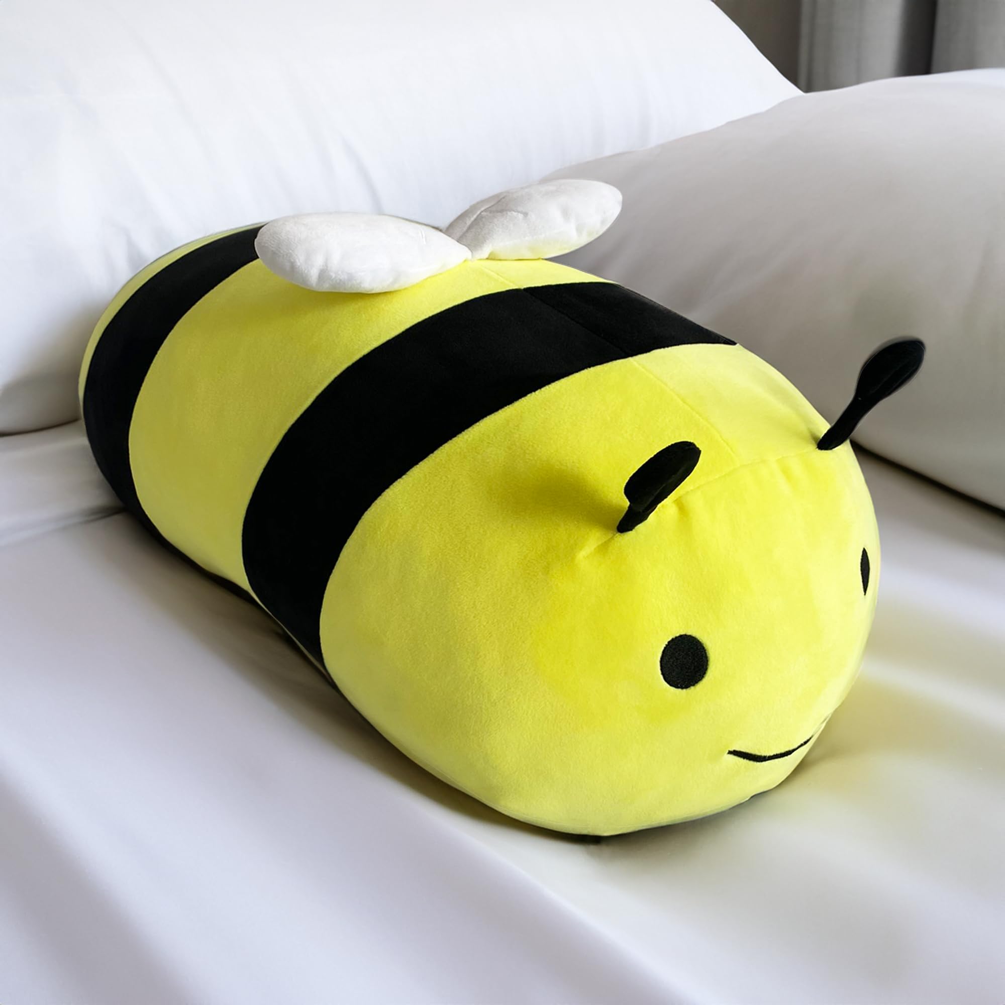 Pineapple Bee Plush Pillow, Giant Stuffed Animal Bee Plushie, Cute Stuffed Bee Plush Toy Birthday Gifts for Girls & Kids (24 inch)